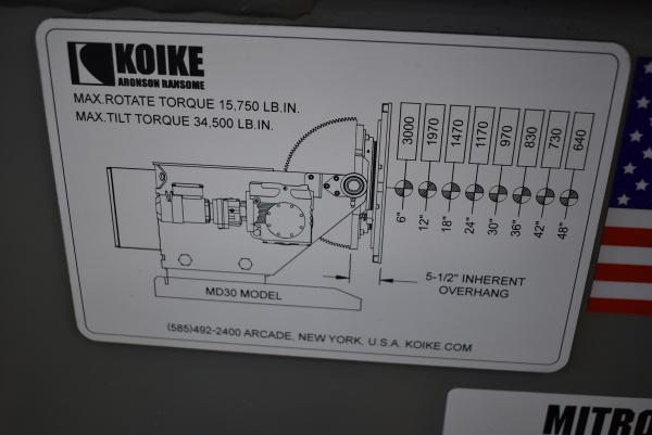 New Koike Aronson 3,000lb Positioner with Chuck